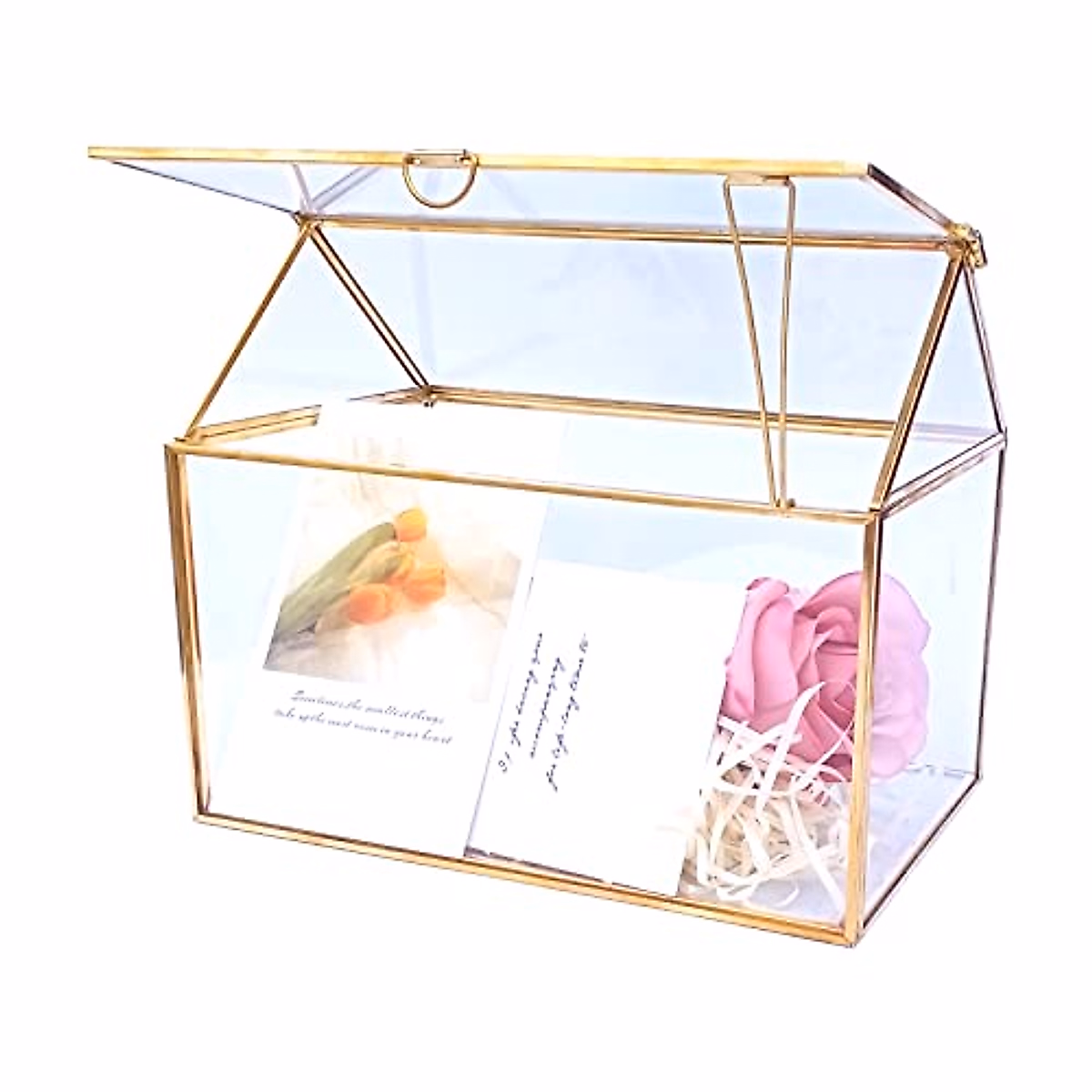 RUNIGOO Card Box for Wedding, Glass Gift Boxes, Clear Terrarium Card Holder Display Box Perfect for Centerpiece Decor, Wedding Receptions, Graduation Party Supplies 9"x5.9"x7.5" (Only Box)