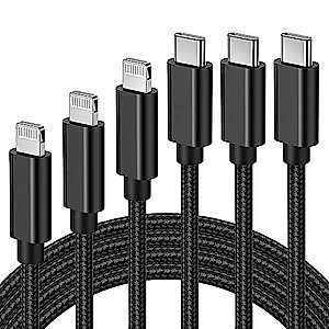 Quntis USB C to Lightning Cable [MFi Certified], 3Pack Nylon iPhone Charger Cord USB C 3/6/10 ft, Braided iPhone Charging Cable USB C Compatible with iPhone 14 Pro Max 13 12 11 X 8 iPad - Black