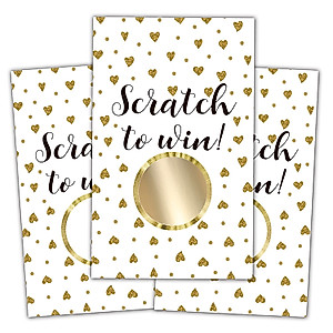 50 Golden Heart Blank Gift Certificate Scratch Off Cards Vouchers for Birthday, Small Business, Restaurant, Spa Beauty Makeup Hair Salon, Wedding Bridal, Baby Shower, Holiday, Christmas Favors Games.