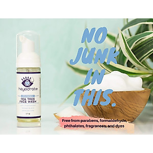 Heyedrate Foaming Tea Tree Face Wash and Eyelid Cleanser – Natural, Organic Ingredients with Aloe Vera - Gentle Formula for Effective Eyelid Cleansing – Soothes & Refreshes - 1.7Oz (Package May Vary)