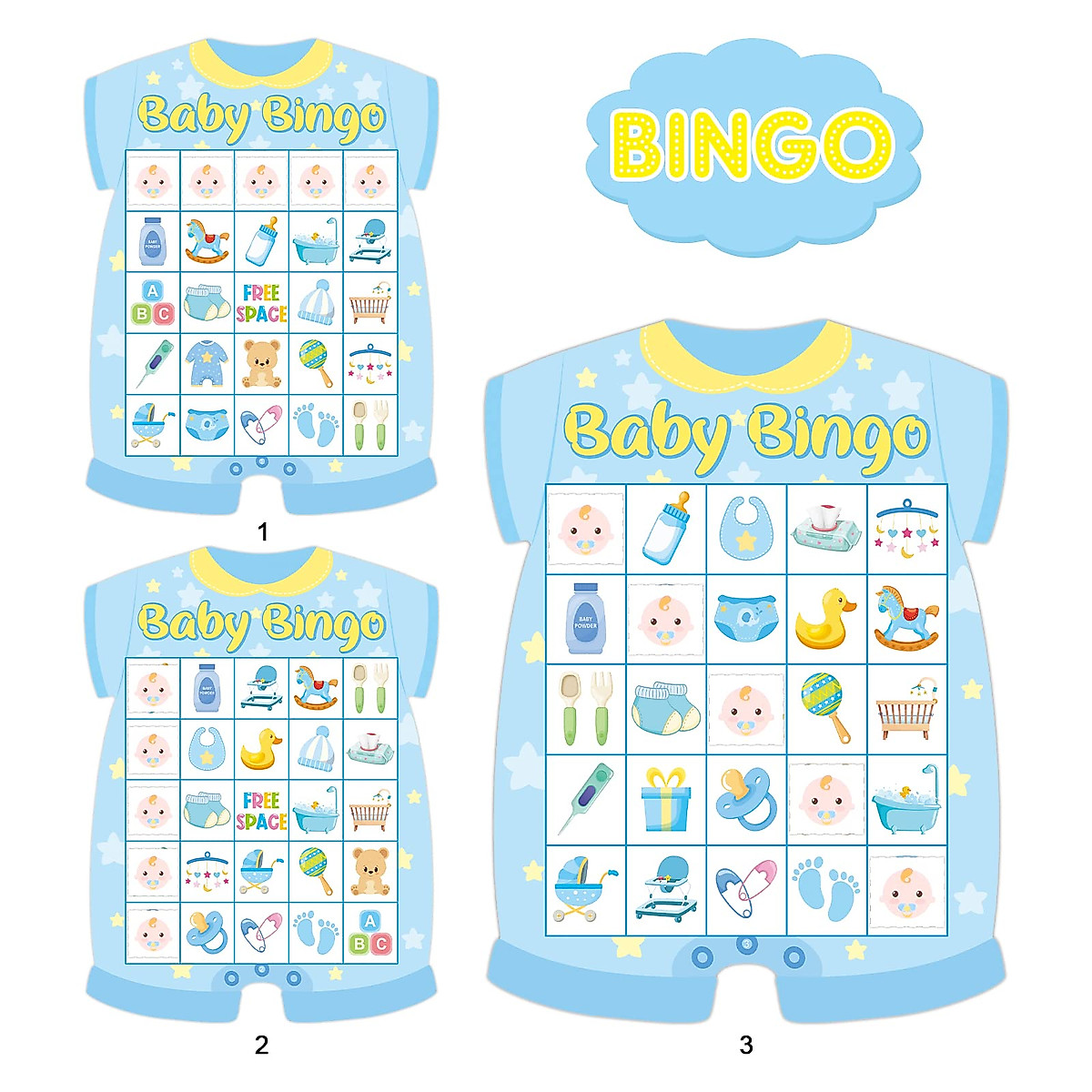 ADELULU Baby Shower Bingo Cards -24 Guests Blue Newborn Baby Bingo for Baby Shower Party Baby Birthday Party Supplies