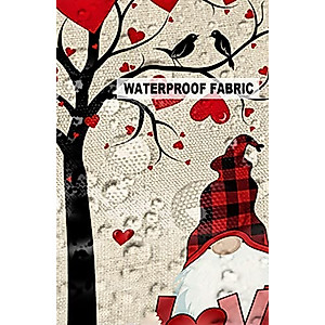 Vandarllin Outdoor Throw Pillows Covers 18X18 Set of 2 Waterproof Happy Valentine's Day Decorative Zippered Lumbar Cushion Covers for Patio Furniture, Gnomes Love Heart Tree