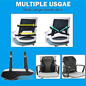 Lumbar Support Pillow for Office Chair and Car Seat Back Support Memory Foam Back Cushion for Lower Back Pain Relief, Lower Back pillow for Gaming Chair, Desk Chair with 3D Mesh Cover Adjustable Strap