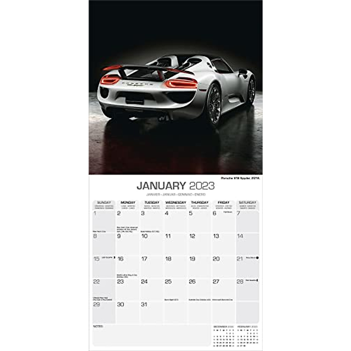 Porsche Calendar- Calendars 2022 - 2023 Wall Calendars - Car Calendar - Automobile Calendar - Porsche 16 Month Wall Calendar by Avonside