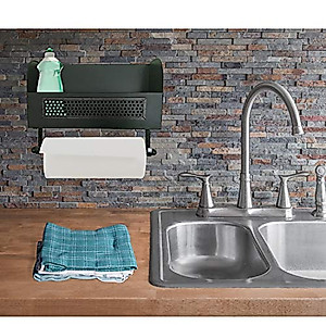 Autumn Alley Rustic Farmhouse Wall Mounted Black Paper Towel Holder with Shelf | Sturdy & Stylish Farmhouse Bathroom Towel Holders | Vintage Towel Hanging Rack | Rustic Kitchen/Bathroom Wall Decor