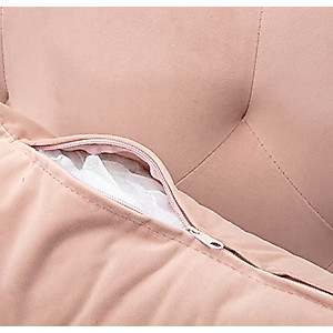 HBHM Velvet Accent Sofa, Loveseat Mid Century Modern Velvet Fabric Couch, Convertible Futon Sofa Bed, Recliner Couch Accent Sofa Loveseat Sofa with Gold Metal Feet,Pink