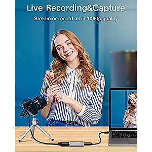 YCBUENO Video Capture Card, 4K HDMI/Male to USB3.0/Female Full HD 1080P/60fps, HDMI Capture Card for Live Broadcast, DSLR, Video Capture Device for High Definition Acquisition, Gaming, Live Stream