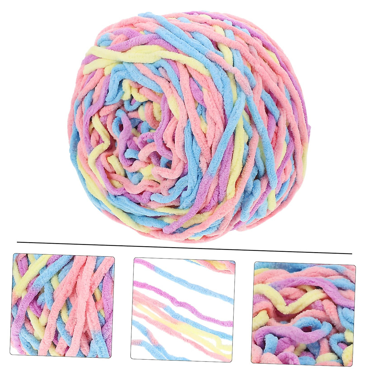 FAVOMOTO 2 Rolls Coarse Wool Convenient Crocheting Yarn Crochet Supplies Knitting Accessory Supple Crochet Yarn I Wanna Make a Rainbow Yarn Crochet Thread Polyester Multifunction