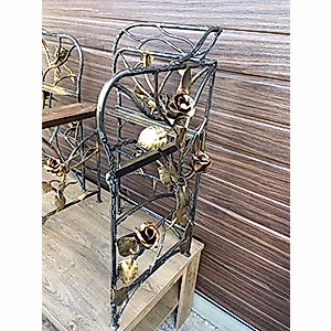 Garden bench consisting of 3 parts made in the technique of the artistic forging, floral decor