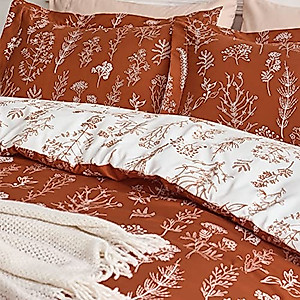 Bedsure California King Comforter Set - Terracotta Comforter, Cal King Bed Set, Cute Floral Cali King Bedding Set, 3 Pieces, 1 Soft Reversible Botanical Flowers Comforter and 2 Pillow Shams