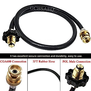 GCBSAEQ 5FT 1lb to 20lb Propane Hose Adapter POL Converts, Fit for Mr. Heater Buddy Heater, Blackstone Griddle, Coleman Stove