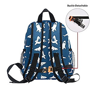 Sinestour Custom White Sharks Kid's Backpack Personalized Backpack with Name/Text Preschool Backpack for Boys Customizable Toddler Backpack for Girls with Chest Strap