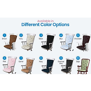 Baby Doll Bedding Heavenly Soft Adult Rocking Non-Slip Chair Pads - Two-Piece Rocking Chair Cushion Pads for Adults - Machine Washable, For Home Application - Rectangular (Ivory)