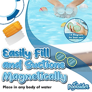 Reusable Water Balloons For Kids (8 Pack) | Refillable Water Balloons With Mesh Bag | Reusable Water Balls | Magnetic Water Balloons | Latex-Free Silicone Water Balloon | Poolsider Reusable Balloons