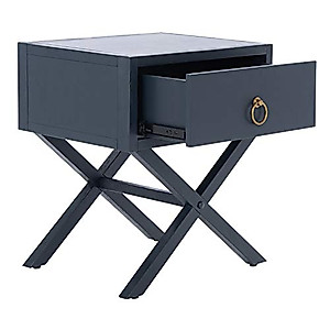 Safavieh Home Collection Odilia Navy and Gold 1-Drawer Nightstand