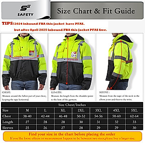 Reflective Hi Vis Winter Jacket, Safety Yellow Jackets for Men, High Visibility Work Construction Jackets
