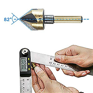 Countersink Drill Bit Set, 5 Pieces High Speed Steel 82 Degree 5 Flute 6mm Round Shank Mill Cutter Bit Countersink in Sizes 1/4” 3/8” 1/2” 5/8” 3/4” Set with Carrying Case.