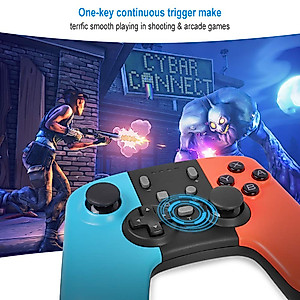 Controller für Nintendo Switch, STOGA Wireless Controller with Rechargeable Battery, Gamepad Joystick für Switch mit 6-Achsen Turbo Dual Shock Gyro Achse (Rot& Blau)