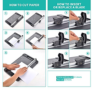 Rotary Paper Trimmer, 3-in-1 Paper Cutter, 12 Inch Cutting Length, with Straight Cut/Perforating Cut/Wavy Cut, Enclosed Blades for Safe Use, Ideal for Paper Craft Projects