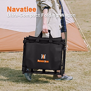 Navatiee Wagon Cart Heavy Duty Foldable, Collapsible Wagon with Smallest Folding Design, Utility Grocery Wagon for Camping Shopping Sports