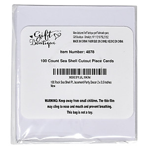 Gift Boutique 100 Pack Sea Shell Place Cards Beach Wedding Seating Name Table Setting Folded Tent Cards for Sea Shells Ocean Pool Baby Shower Dinner Spring Weddings Tables Party Decor 2 x 3.5 Inches