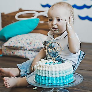 Wooden One Cake Topper - 1st Birthday Cake Topper Decoration Supplies, Suitable for Baby Shower Favors, Baby First Birthday Party or Baby Photo Booth Props (Style A)