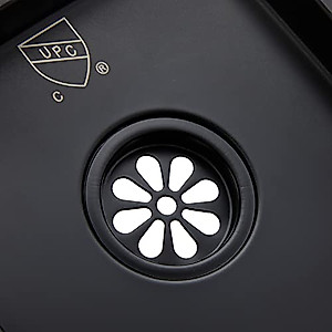 5.8-Inch Stainless Steel Square Shower Drain Cover for Bathrooms, Showers, and Sinks, Replacement Floor Drain with 2 Inch (50mm) Bottom Outlet for Renovations and New Construction (Matte Black)