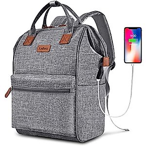 BRINCH Laptop Backpack for Women Men, Personal Item Travel Bag for 15.6 Inch Computer with USB Charging Port Water Resistant College School Nurse Backpack Bag Carry On Bookbag for Work/Business,Gray
