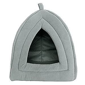 Cat House - Indoor Bed with Removable Foam Cushion - Pet Tent for Puppies, Rabbits, Guinea Pigs, Hedgehogs, and Other Small Animals by PETMAKER (Gray)