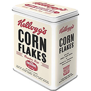 Nostalgic-Art Retro storage tin box L, 101.4 oz, Kellogg's Corn Flakes Retro Package – Gift idea for the kitchen, metal can for cornflakes, vintage design