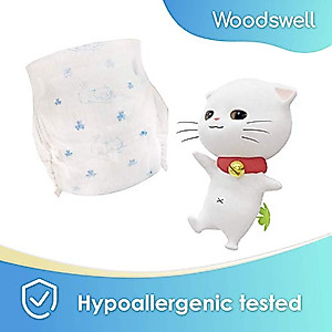 Woodswell Care Baby Diapers (Size 1, 100 Counts) - Hypoallergenic, Double Leak Protection, Ultra Soft, Super Absorbent, Edible Fabric Surface Layer
