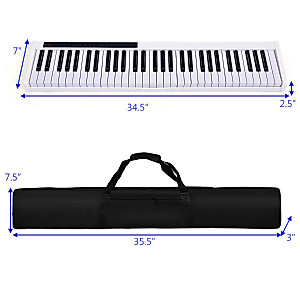 Costzon 61-Key Portable Digital Piano, Upgraded Premium Electric Keyboard W/ 128 Rhythm, 128 Tone, Sustain Pedal, MIDI/USB Interface, Power Supply, Bluetooth Function (White)