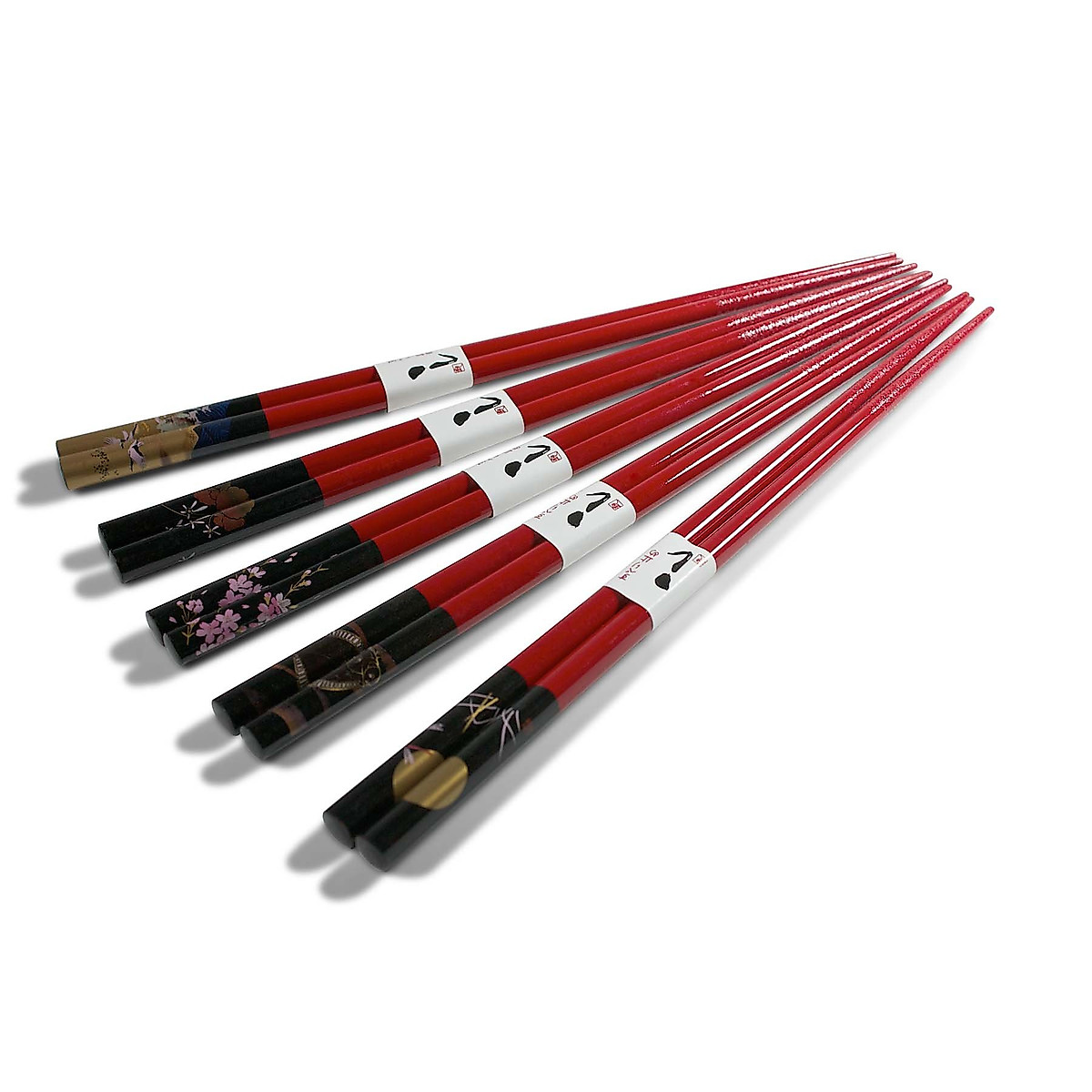 Miya Assorted Night Sky Chopsticks, Red/Black, Set of 5