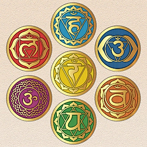 Seven Chakra Wall Stickers - (Set of 7) 6" Large Round Vinyl Decals for Yoga Meditation Room Art Decor