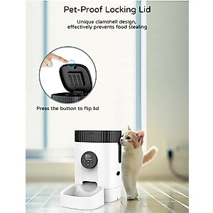 SHANDII Automatic Cat Feeder, 4L Programmable Pet Food Dispenser with Timer and Portion Control, 1-4 Meals per Day, Button-Lock Lid with Desiccant Bag, 10s Voice Recorder, BF40