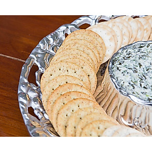 Arthur Court Designs Metal Grape Chip and Dip Platter in Grape Pattern Sand Casted in Aluminum with Artisan Quality Hand Polished Designer Tarnish-Free 14 inch Diameter