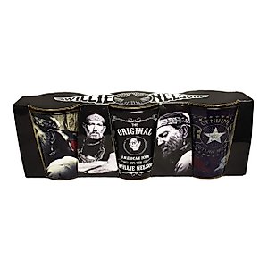 Willie Nelson Shot Glasses - Set of 3 - Black & White and Always