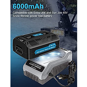 6.0Ah Replacement for Snow Joe 40V Battery IBAT40XR Battery Compatible with Snow Joe Battery 40V Snow Blower