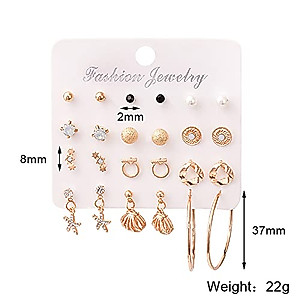 56 Pairs Earrings Sets for Women Pearl Hoop Earring Assorted Multiple Stud Earrings Set Simple Cute Jewelry (#1)