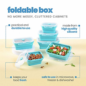 Swedish Home Swesish Home Fresh Pop - Foldable Silicone Food Storage Boxes - Collapsible Meal Container - Space Saver, Dishwasher Safe (Pack of 4)
