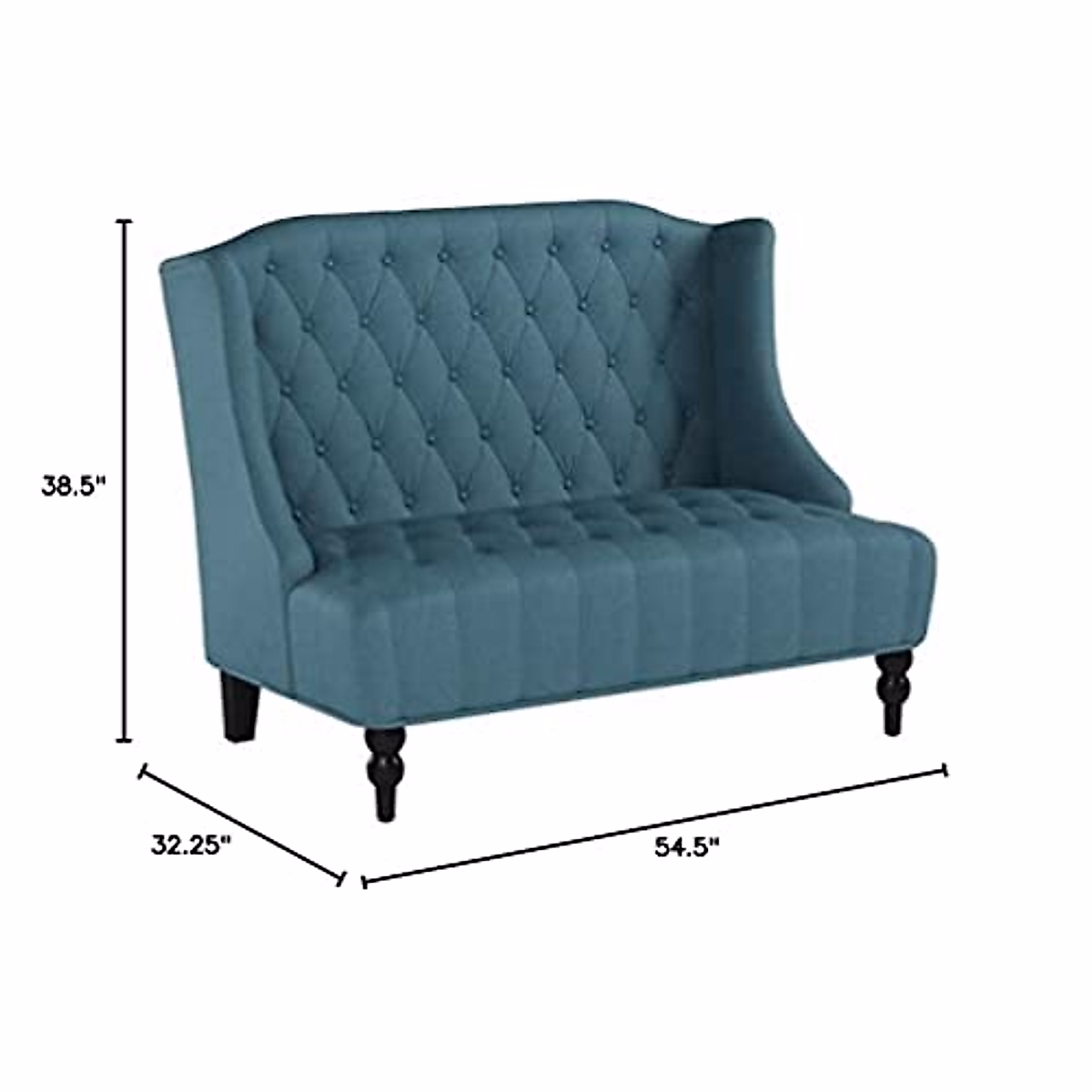 Christopher Knight Home Leora Traditional Tufted Velvet Wingback Loveseat, Dark Teal / Dark Brown