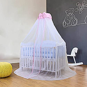 JOYLIFE Baby Net Baby Toddler Bed Crib Dome Canopy Netting (Pink)