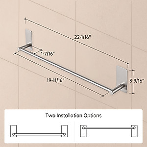 KES Adhesive Towel Bar 20-Inch Bathroom Towel Holder No Drill Stick on Towel Hanger Contemporary Style Wall Mount SUS 304 Stainless Steel Brushed Finish, A7000S50B-2