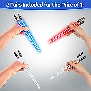 ChopSabers Light Up Lightsaber Chopsticks LED Set, 2 Pairs, Red Blue