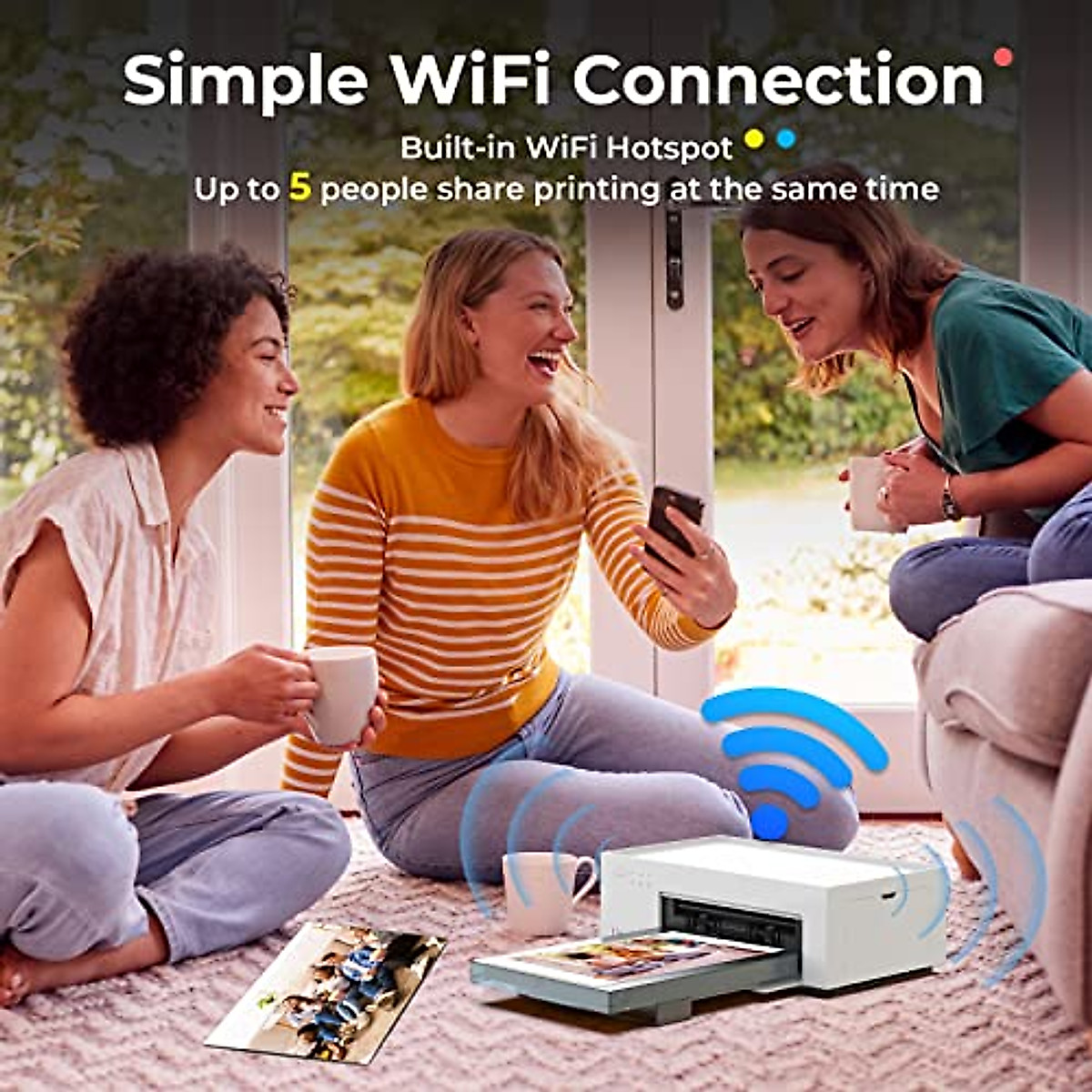 Liene 4x6'' Photo Printer, Photo Printer (100 Sheets), Full-Color Photo, Portable Instant Photo Printer for iPhone, Thermal Dye Sublimation, Wi-Fi Picture Printer w/ 100 Sheets Paper & 3 Cartridges