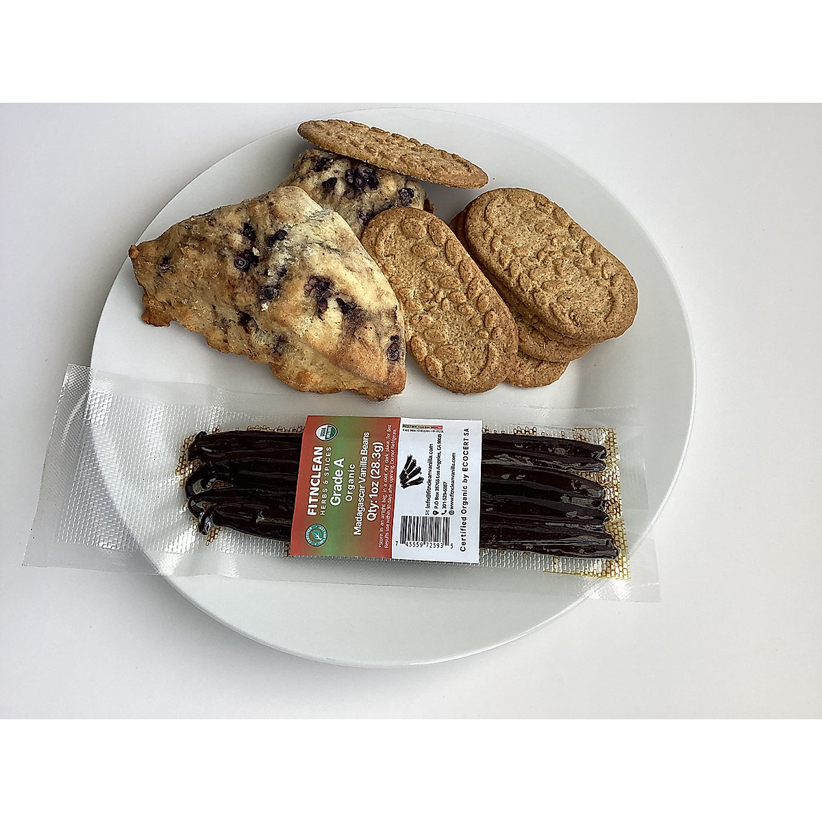 1oz. Madagascar Organic Vanilla Beans Gourmet Grade A. Certified USDA Organic 6"-7.5" by FITNCLEAN VANILLA for Cooking, Brewing, Extract Fresh Bourbon NON-GMO Whole Pods