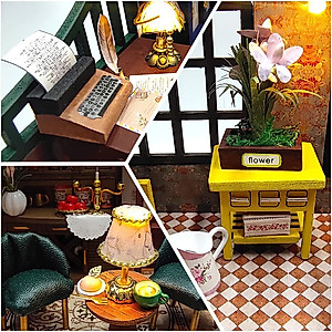 CUTEBEE Dollhouse Miniature with Furniture, DIY Dollhouse Kit Plus Dust Proof and Music Movement, 1:24 Scale Creative Room for Valentine's Day Gift Idea（Dream Building Pavilion）