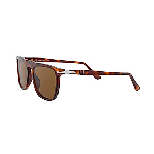 Persol PO3225S Rectangular Sunglasses, Havana/Brown Polarized, 56 mm