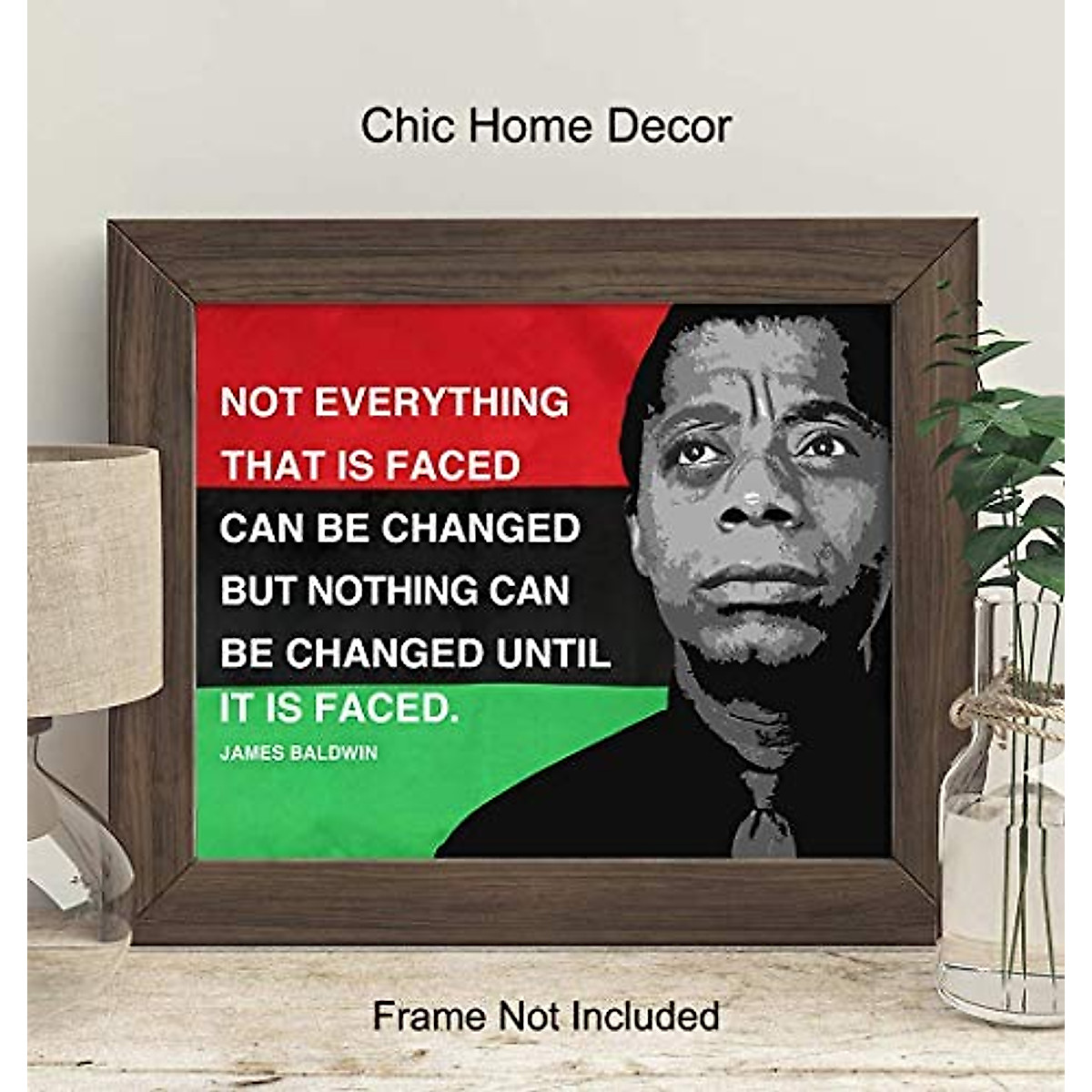 James Baldwin Quote, Black Leaders Inspirational Wall Art Print - 8x10 Civil Rights Home Decor, Classroom Decoration on African American Flag - Gift for Teacher, Black History Month - Unframed Poster