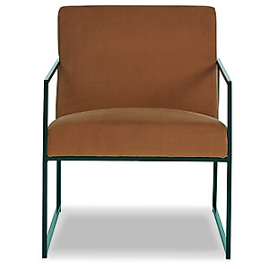 Signature Design by Ashley Aniak Contemporary 17" Velvet Upholstery with Metal Frame Accent Chair, Brown & Black